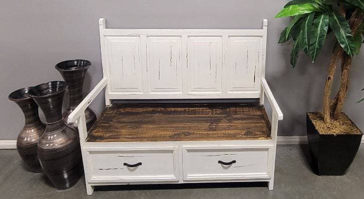 MONASTERIO BENCH WHITE DISTRESSED – The Rustic Mile