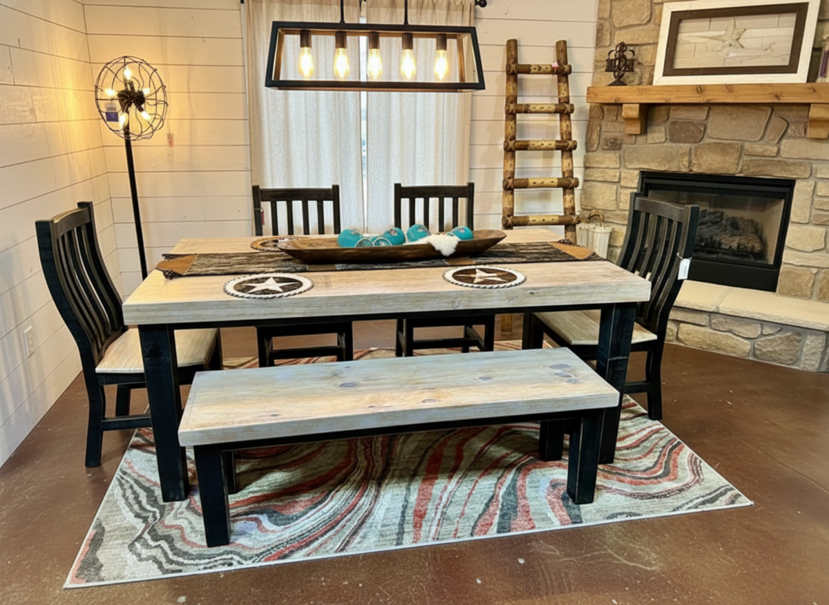 RUSTIC CANYON 6FT BLACK YELLOWSTONE DINING TABLE SET – The Rustic Mile