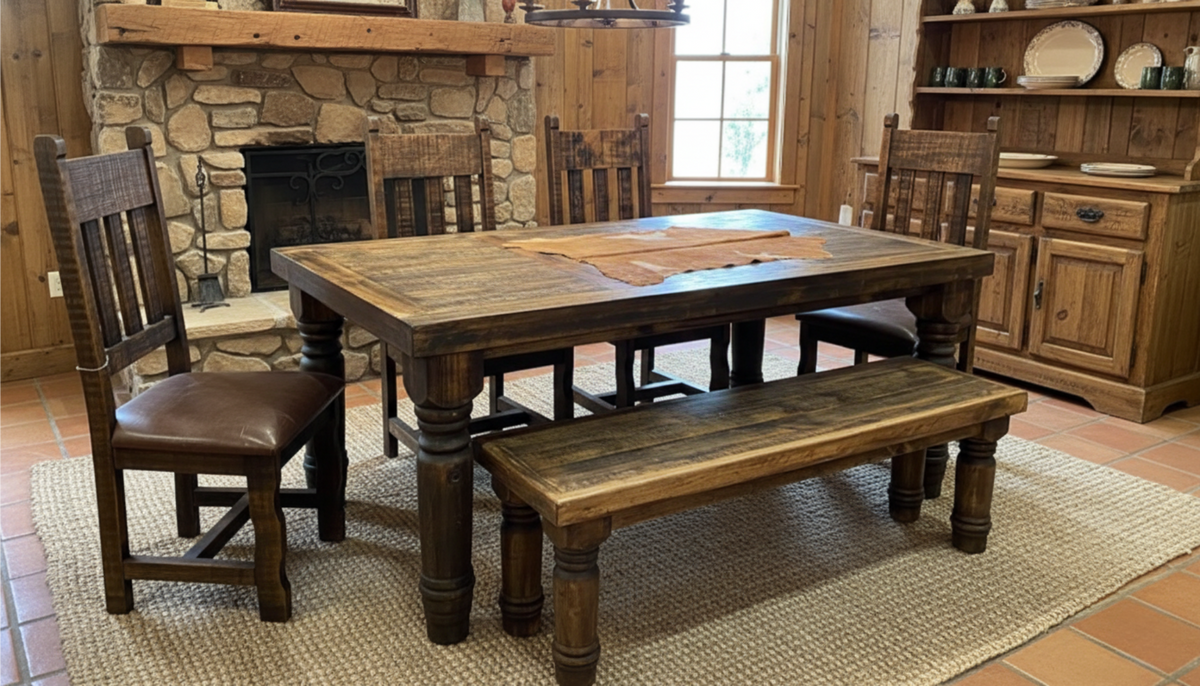 RUSTIC CANYON 6FT DARK DISTRESS DINING TABLE SET – The Rustic Mile
