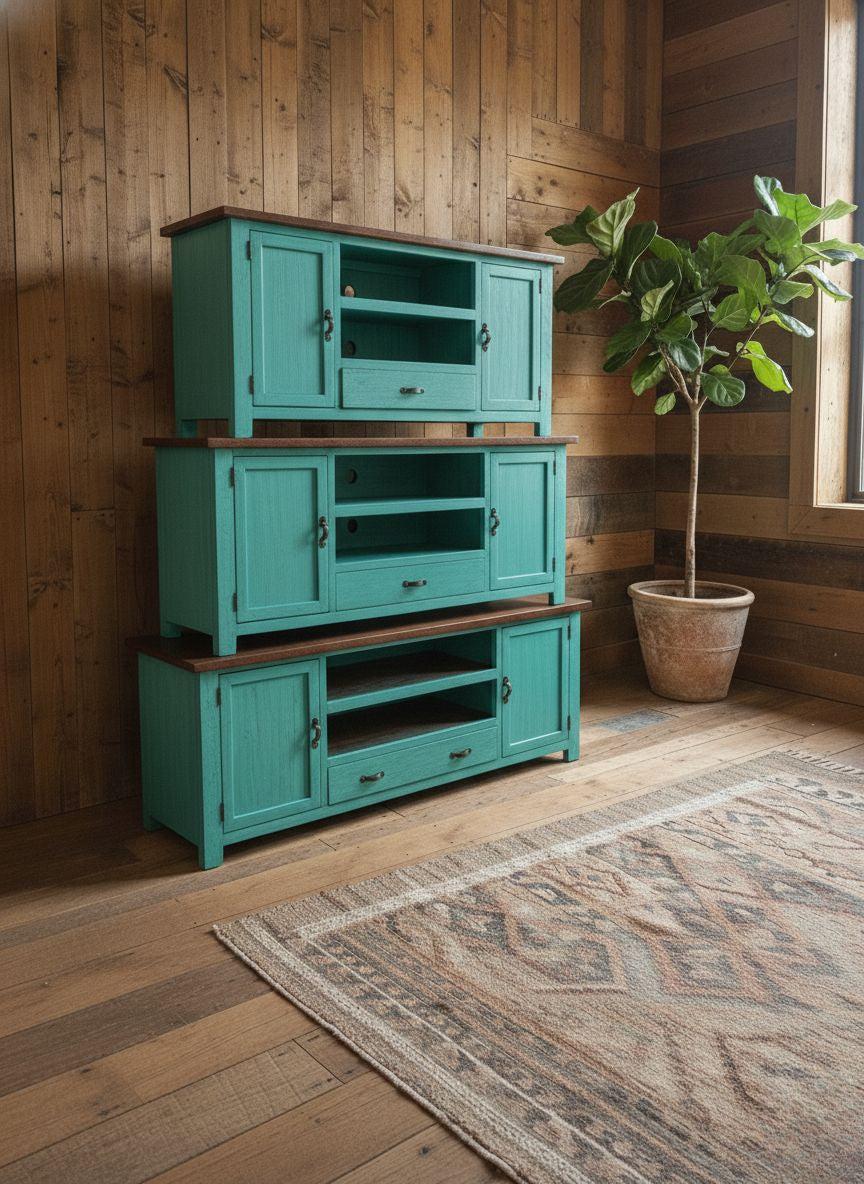TV CONSOLE W/DRAWER IN TURQUOISE – The Rustic Mile