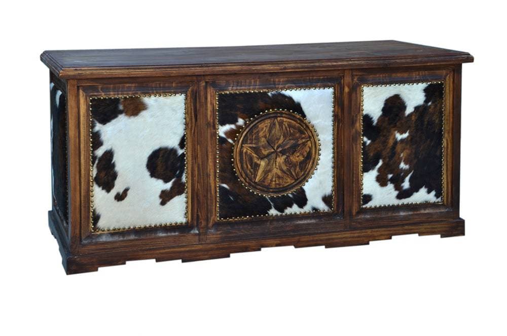 TRADITIONAL COWHIDE EXECUTIVE DESK WITH COWHIDE AND STAR – The Rustic Mile